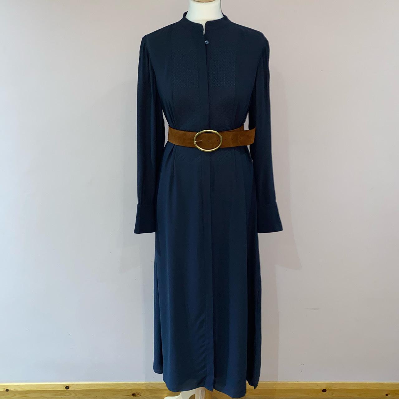 Massimo Dutti Long Dress with Embroidered Detail... - Depop