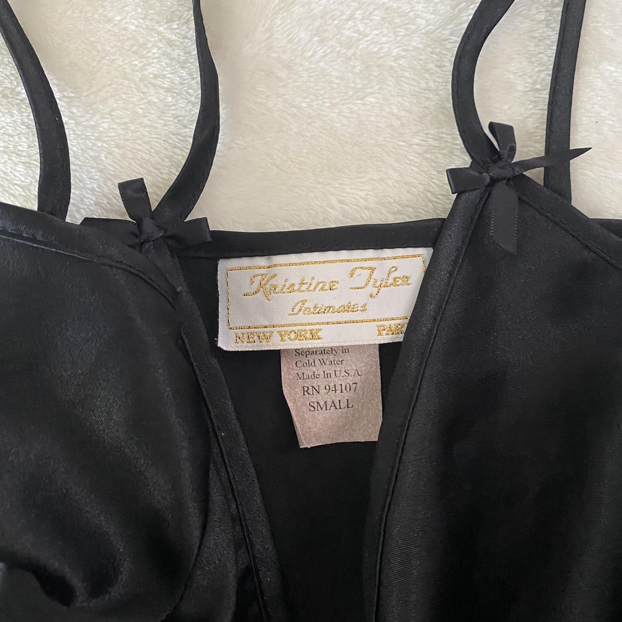 black satin dress with cute bows tag says small... - Depop