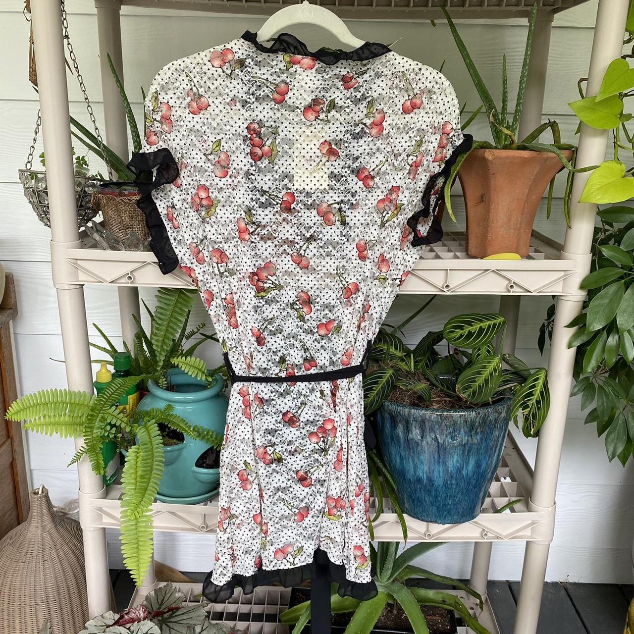 🍒2000s Y2K lace cherry robe by in bloom, new with... - Depop