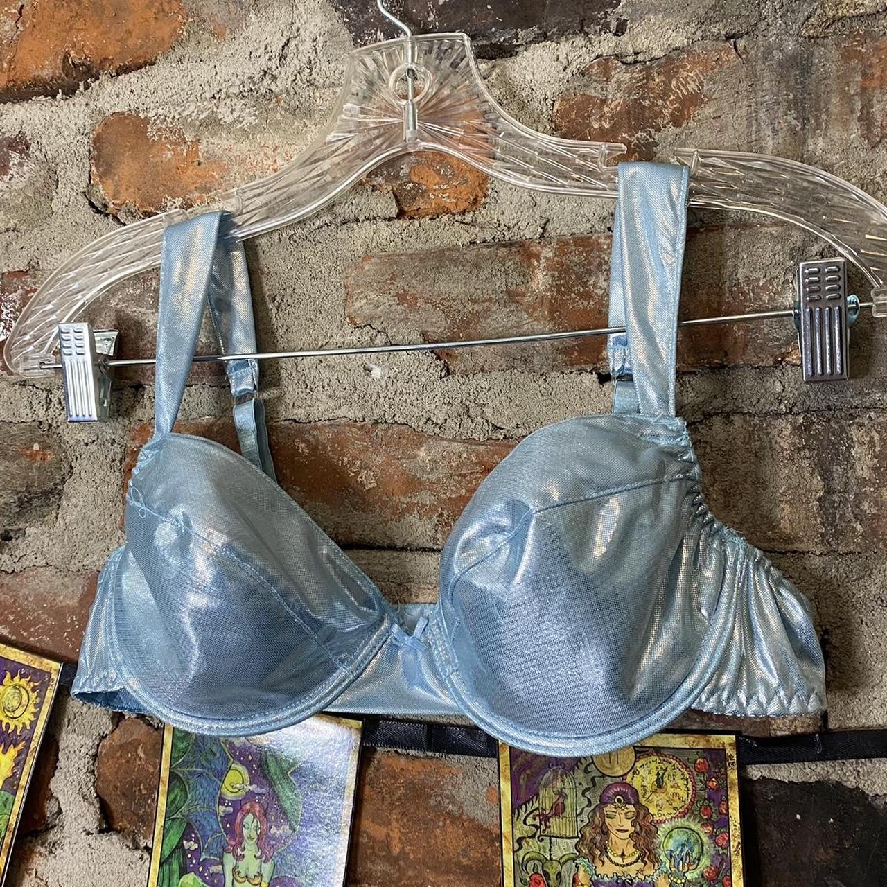 💙Vintage 2000s Baby blue metallic bra. Reminds me of... - Depop