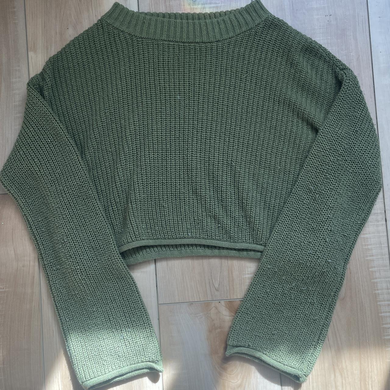 Green Knit Sweater - Adorable cropped green... - Depop
