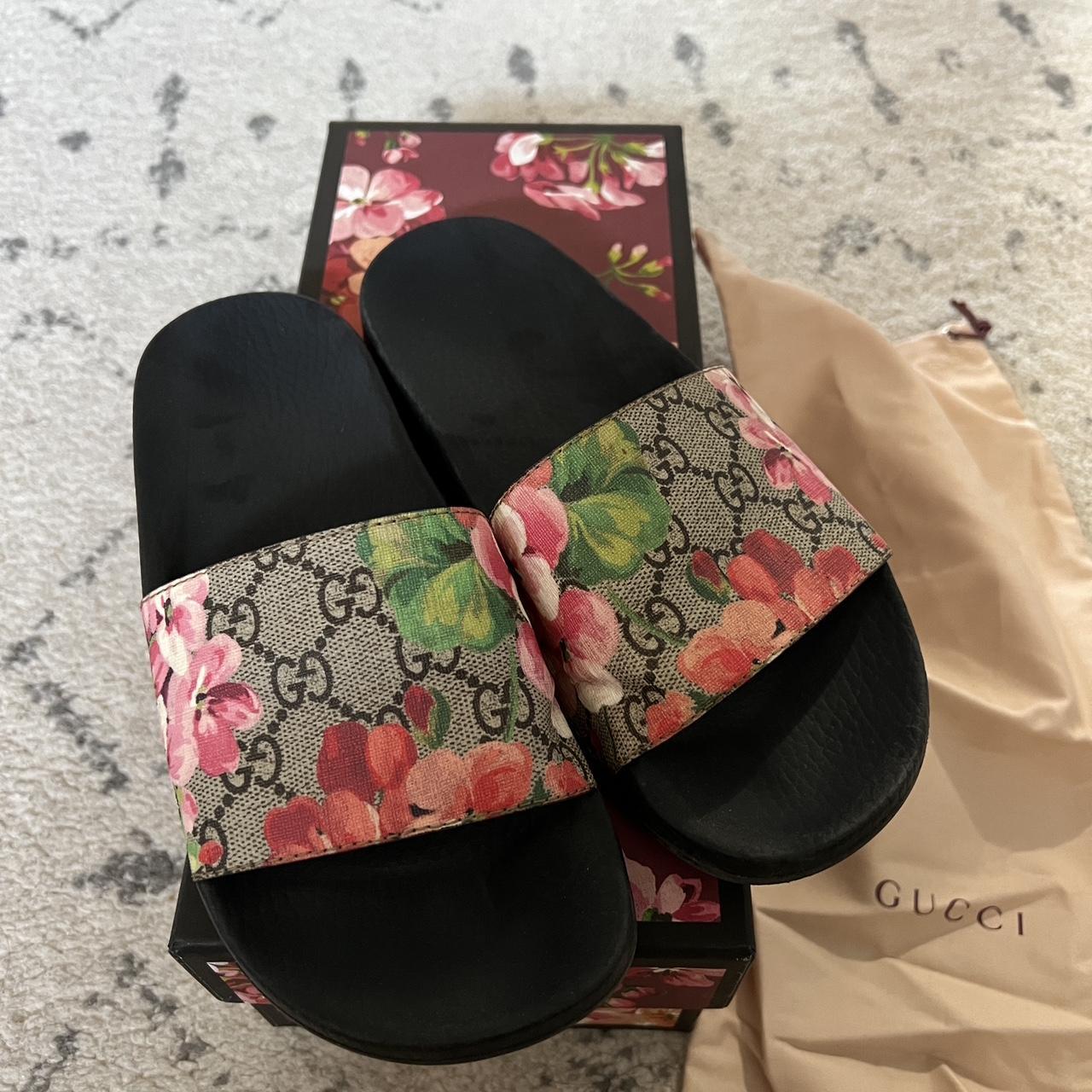 gucci gg blooms supreme floral slide sandals. good... - Depop