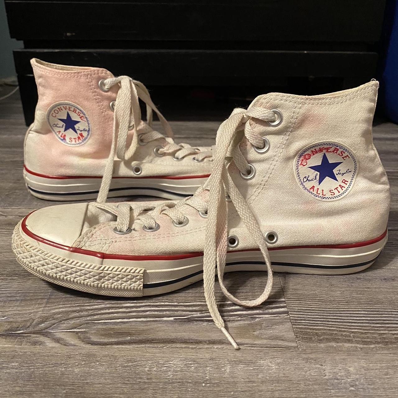 Converse White with a failed diy dye attempt Size... - Depop
