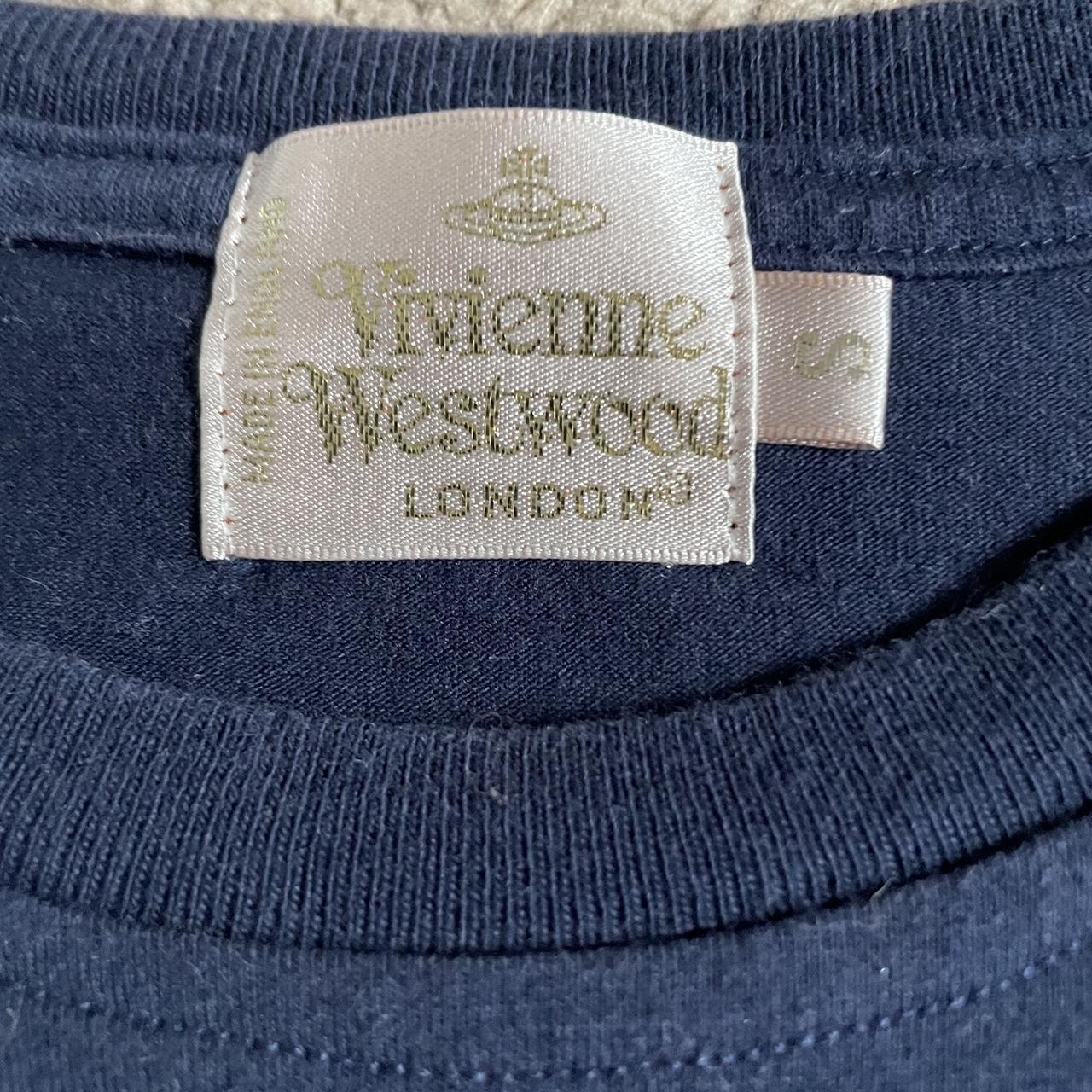 Vivienne Westwood Women's Navy and White T-shirt | Depop