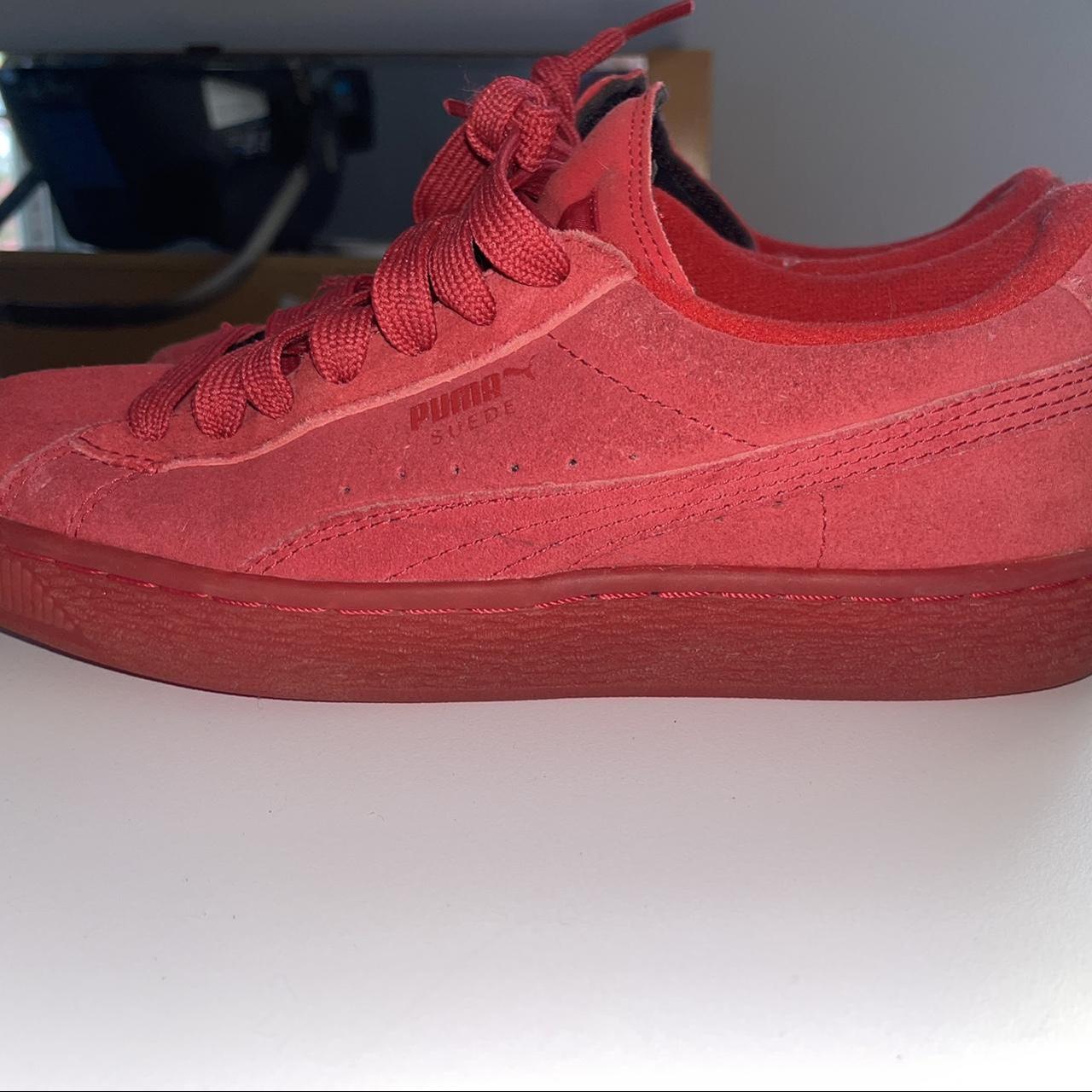 Red Puma Suede Worn a few times size 6.5 women - Depop