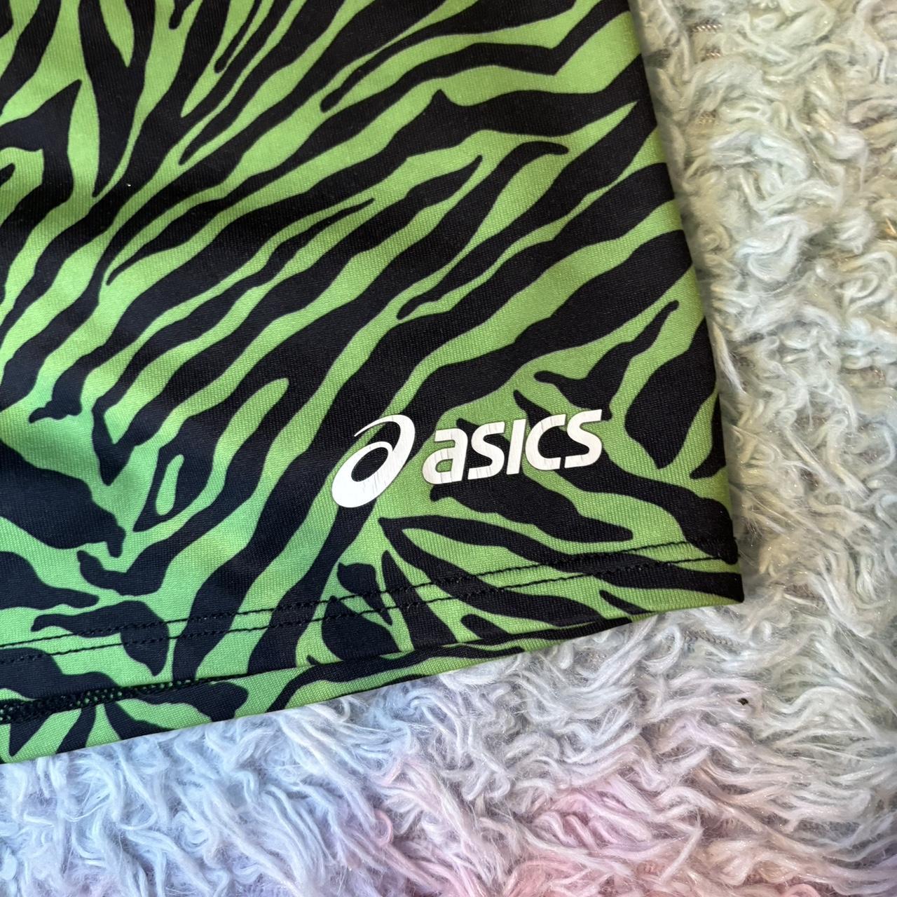 ASICS GREEN AND BLACK ZEBRA PRINT SPANDEX #rave... | Depop
