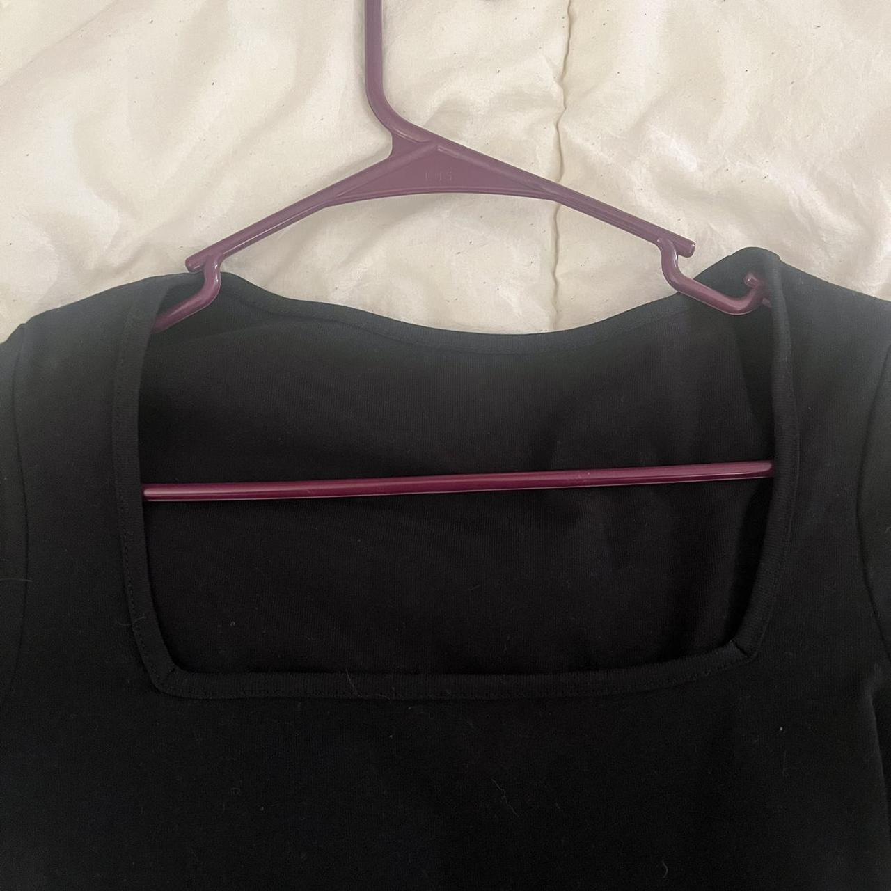 Basic Black Top -square neck, fitted and stretchy... - Depop