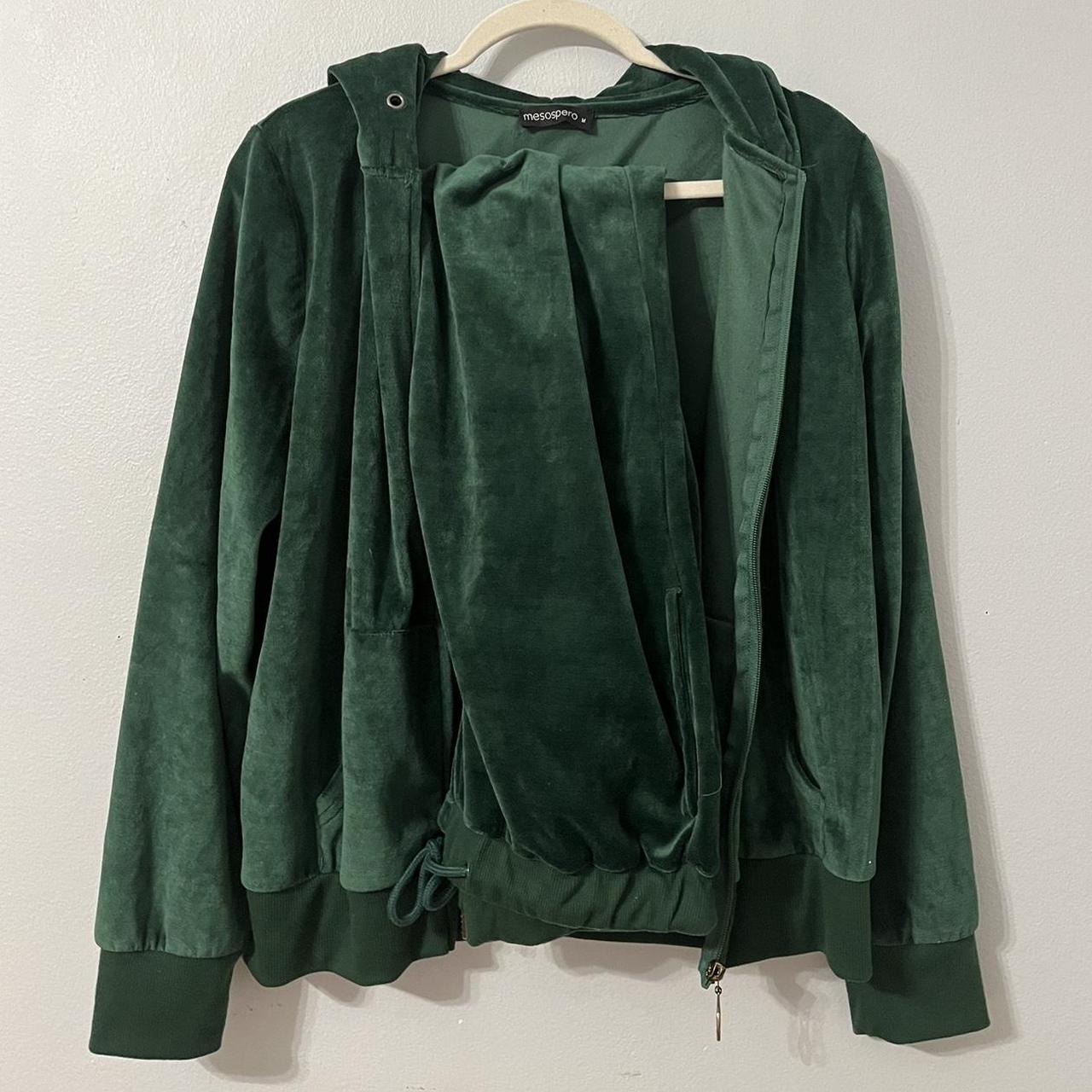 Dark Green Velour Tracksuit! Matching zip up hoodie... - Depop