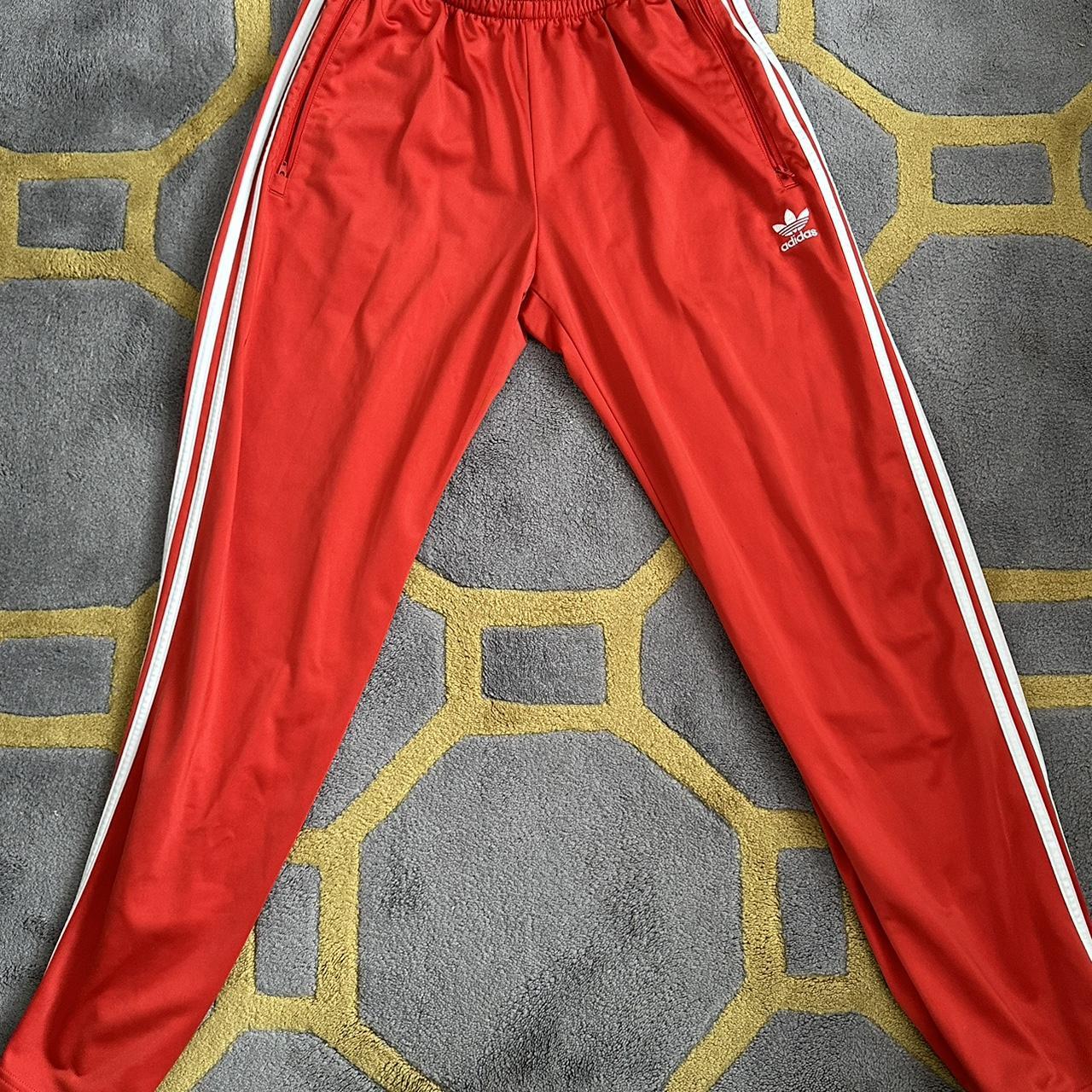 Red Adidas Tracksuit Bottoms, Size Large, Great... - Depop