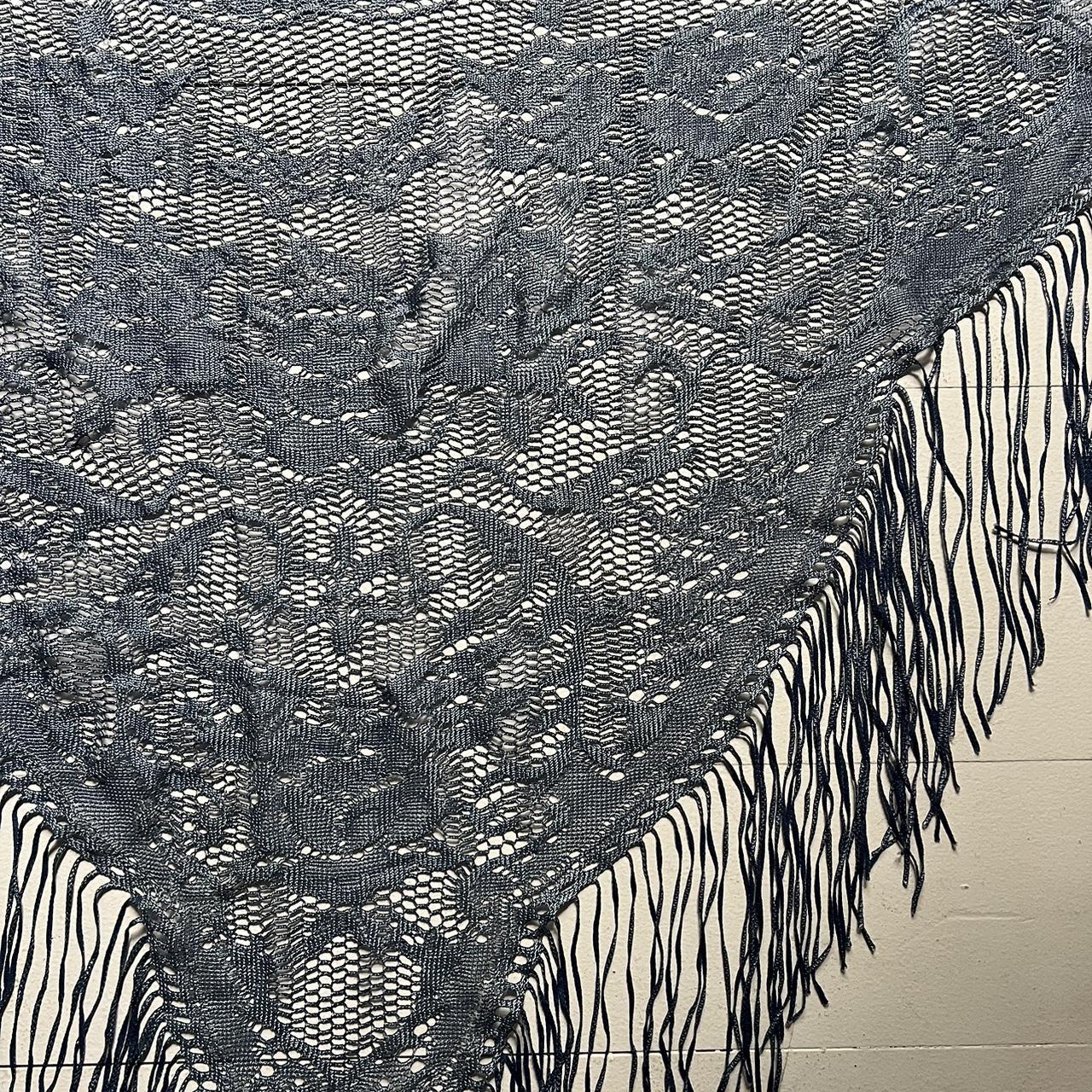 Metallic light slate blue lace woven shawl. #style... | Depop