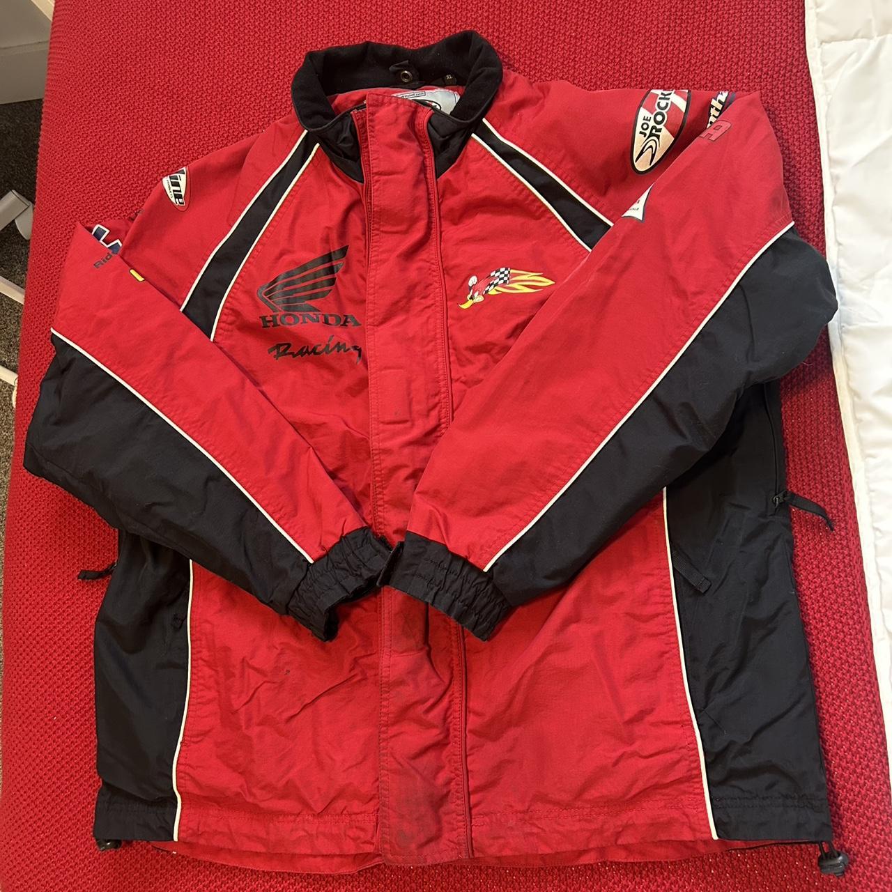 Honda Racing red and black racing jacket. raincoat... | Depop
