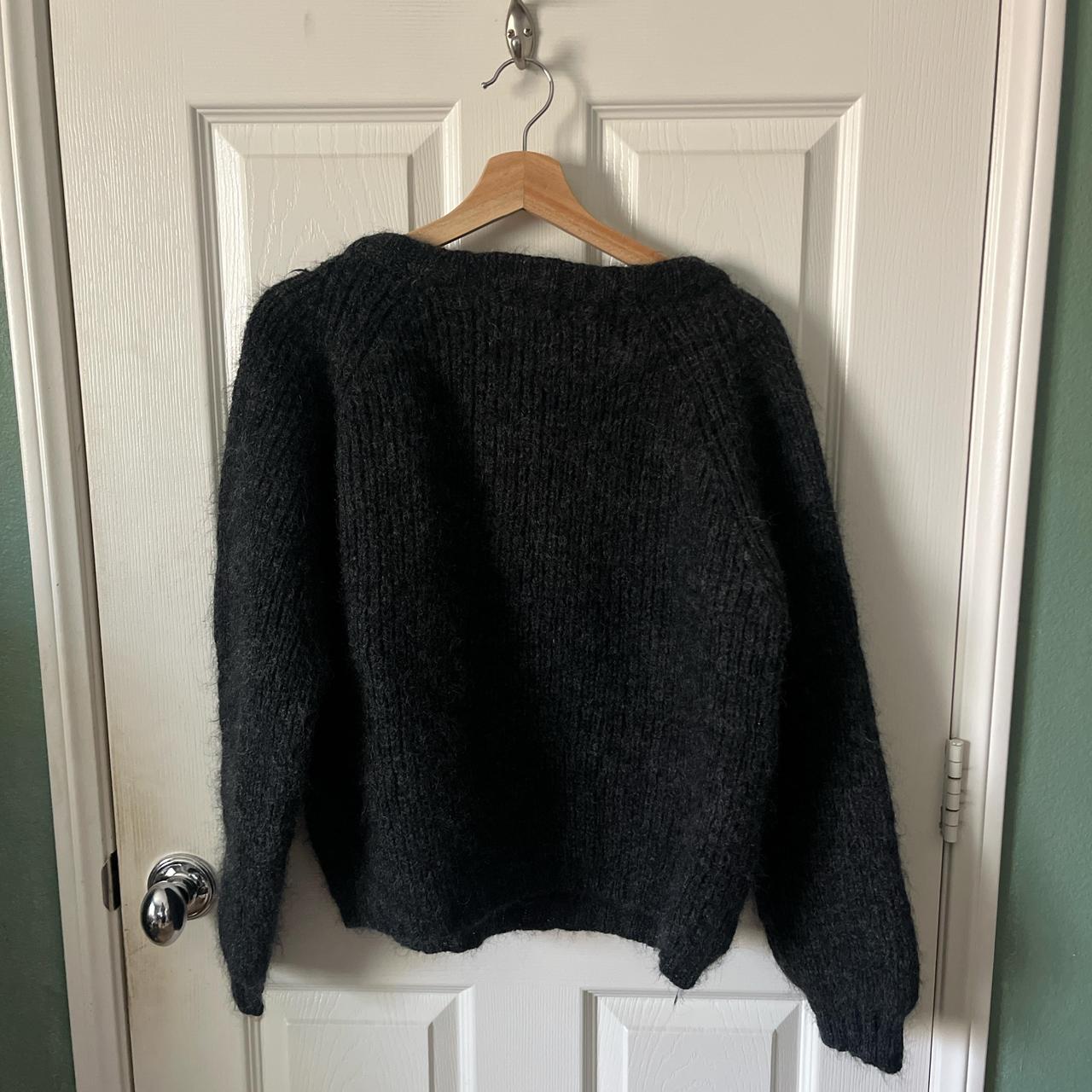 Dark grey mohair sweater Tag reads XL, but fits more... - Depop