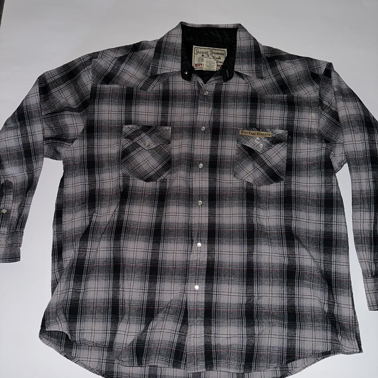 vintage jesse james west coast choppers flannel size... - Depop