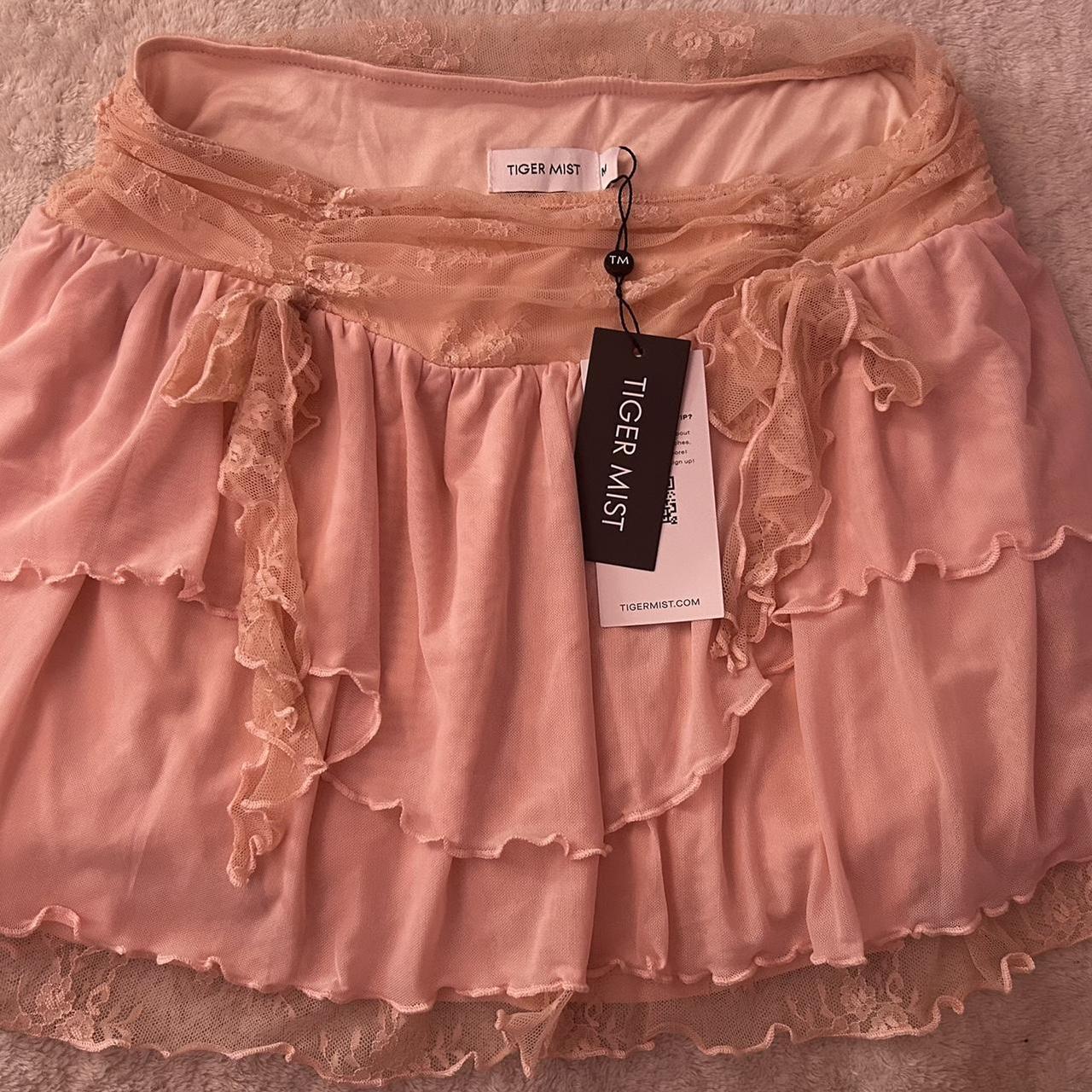 Tiger Mist pink lace ruffle skirt - Depop