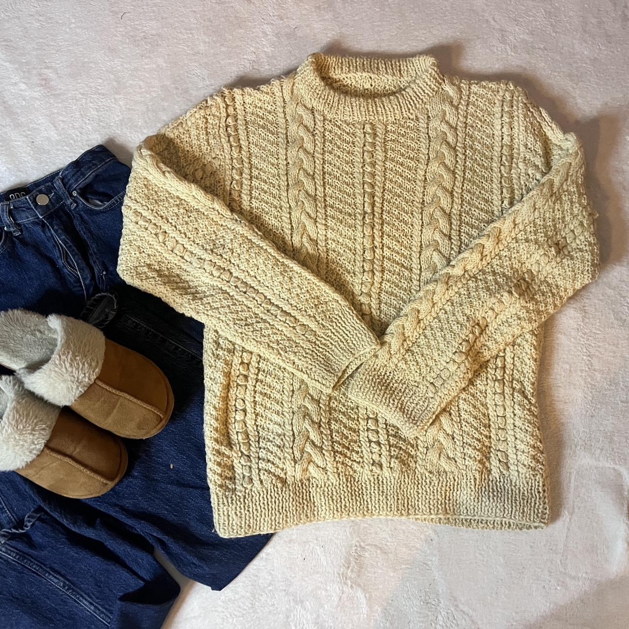 cream chunky england sweater - in some pics you can... - Depop