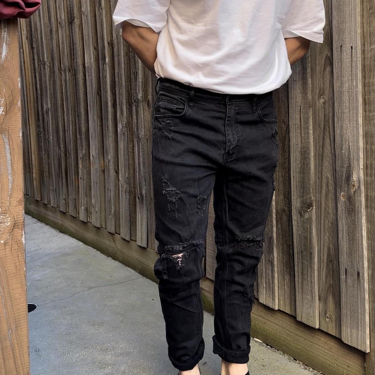 LEE- Black/Charcoal Ripped Jeans Size: 32 🌟Instant... - Depop