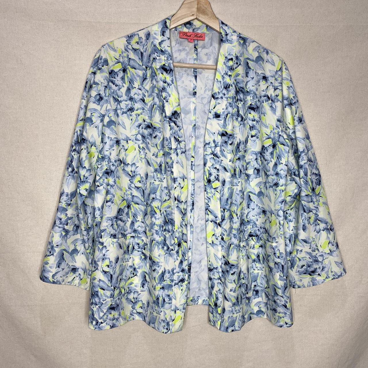 Floral Open Blazer Jacket Wedding Blue Neon... - Depop