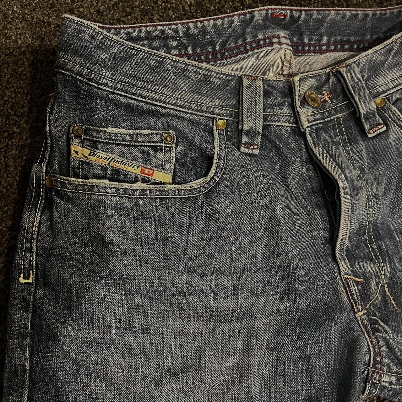 dark wash vintage diesel jeans w red accents... - Depop