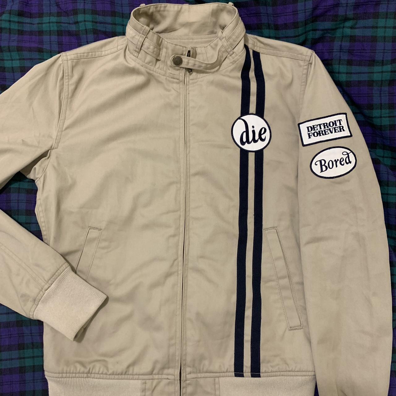 Hysteric Glamour khaki moto jacket, tagged as a size... - Depop