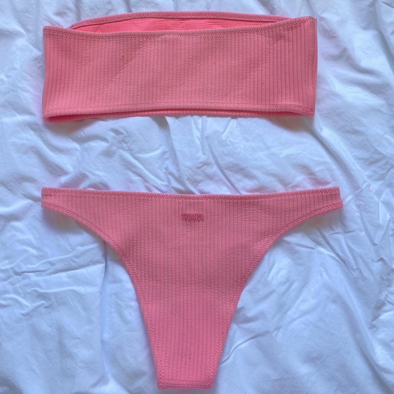 Triangl Pink Strapless Bikini Size: Small top, small... - Depop