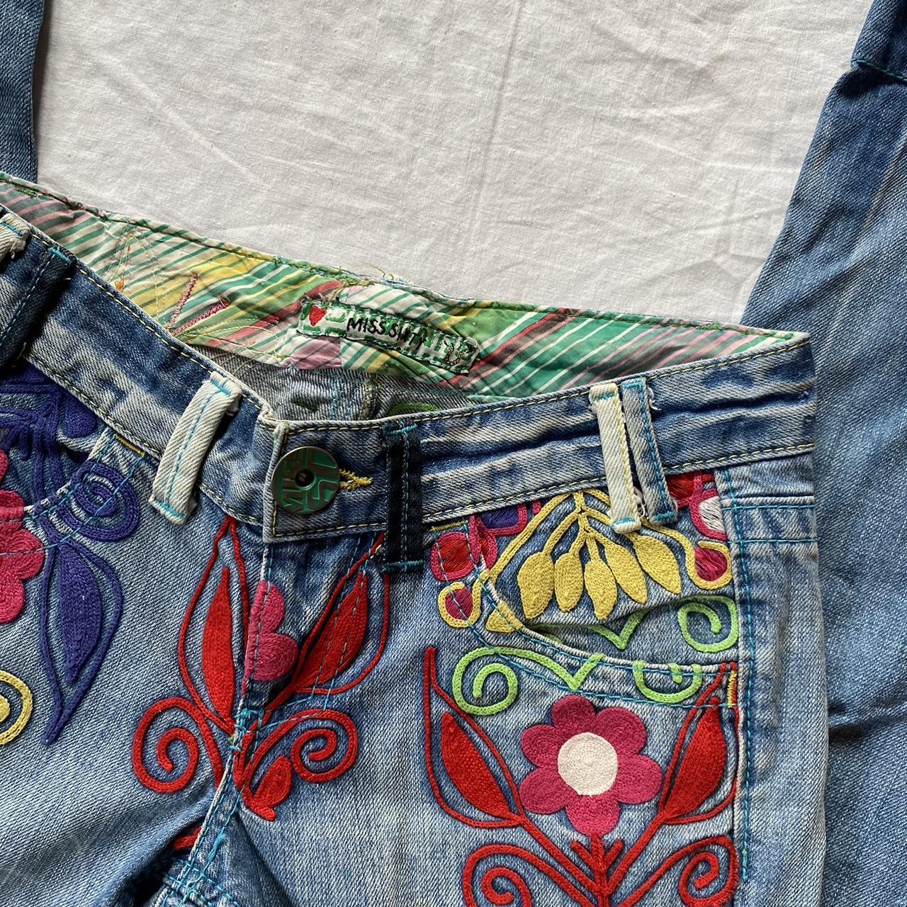 Rare Miss Sixty 2000 Embroidered Low Rise Flare... - Depop