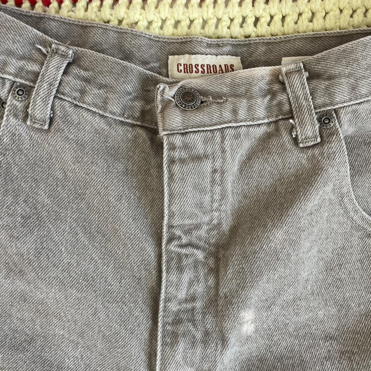 tan crossroads jorts! small bleach stain on front... - Depop
