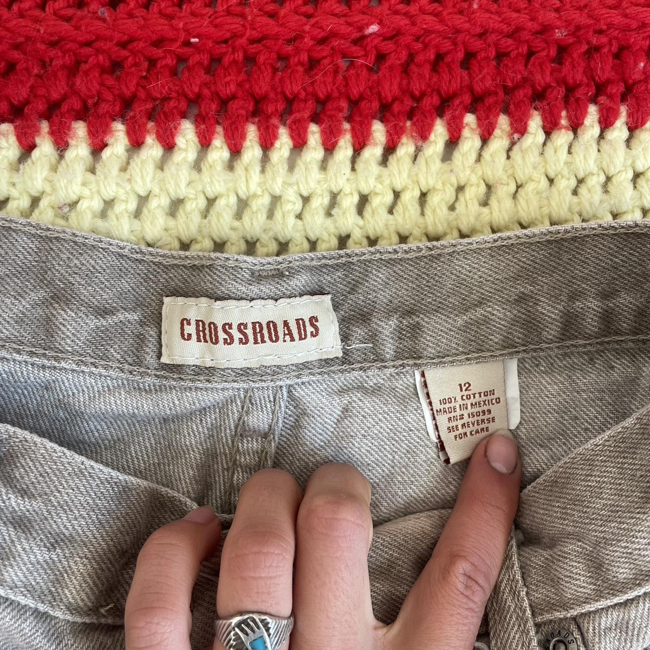 tan crossroads jorts! small bleach stain on front... - Depop
