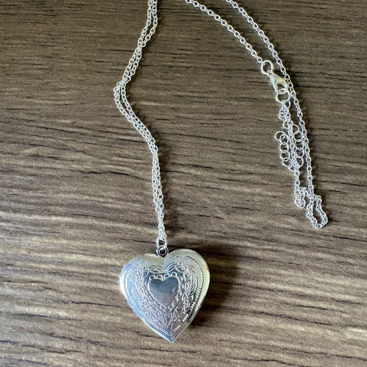 heart locket - silver - cute design on front -... - Depop