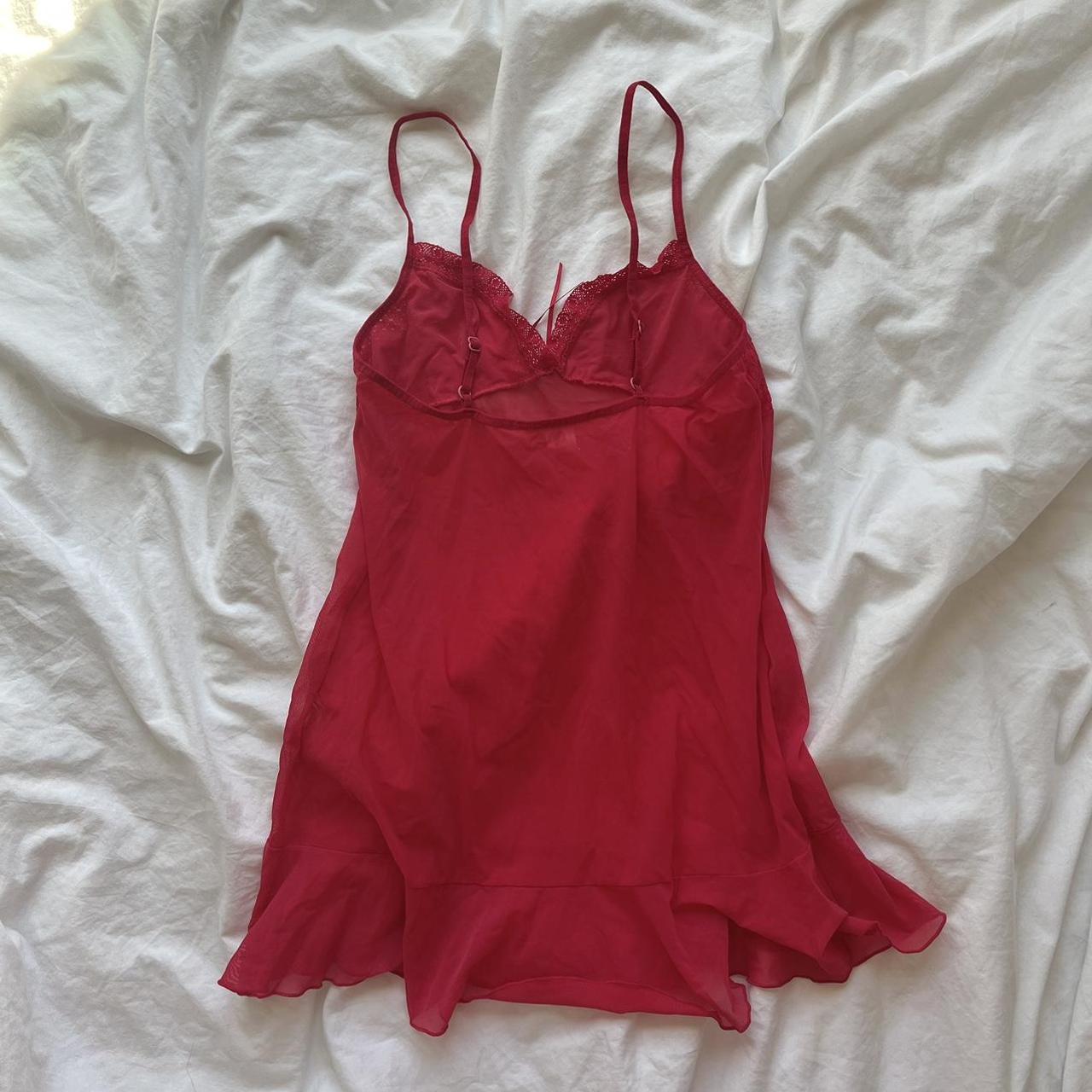 y2k coquette sheer red victoria's secret ruffle and... - Depop