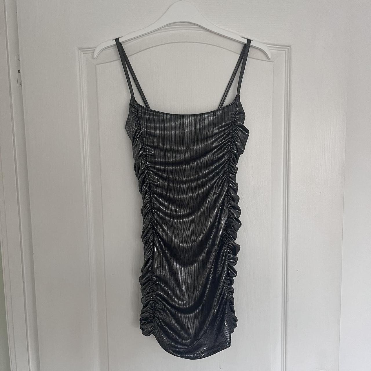 Missguided silver ruched sided stretchy mini dress... - Depop