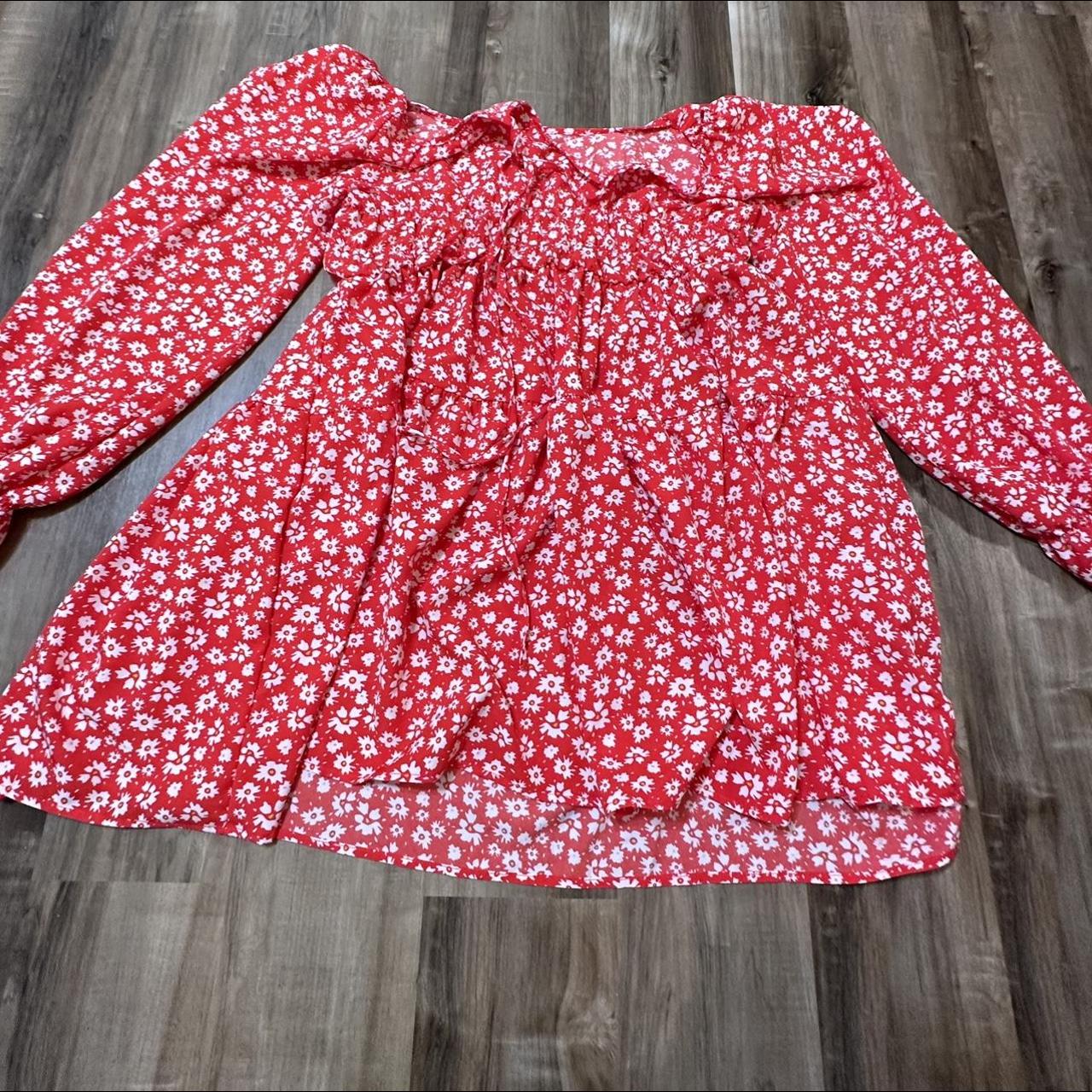 Shein Curve + Plus Women's Red and White Dress | Depop