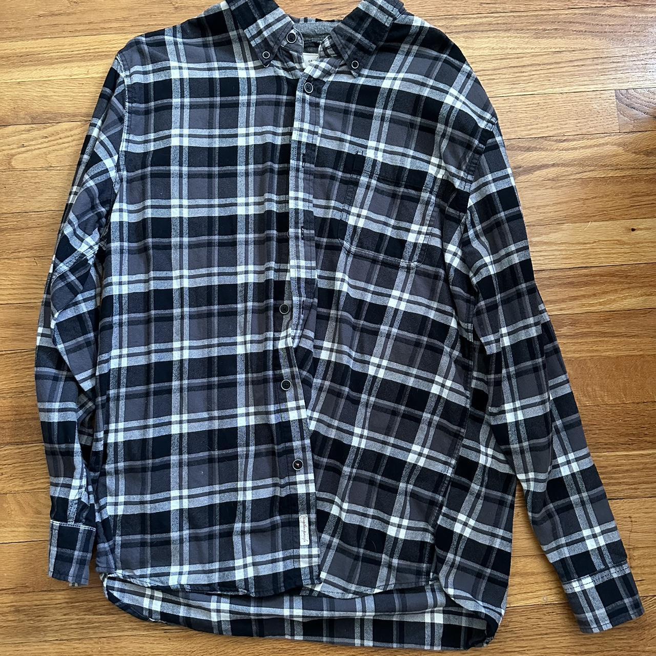 Blue and black flannel #flannel - Depop