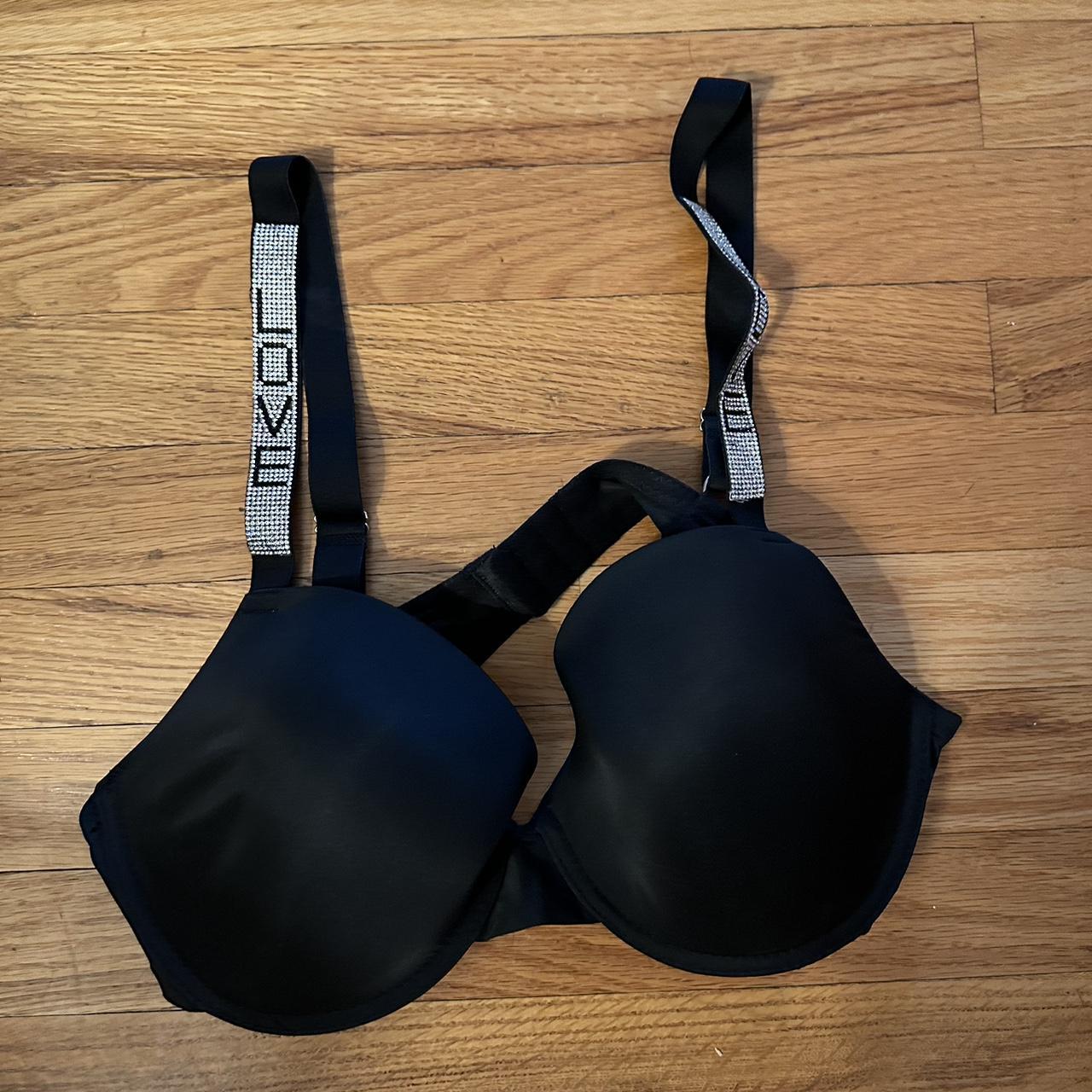 Black bra with sparkly straps. Never worn. #shein #bra - Depop