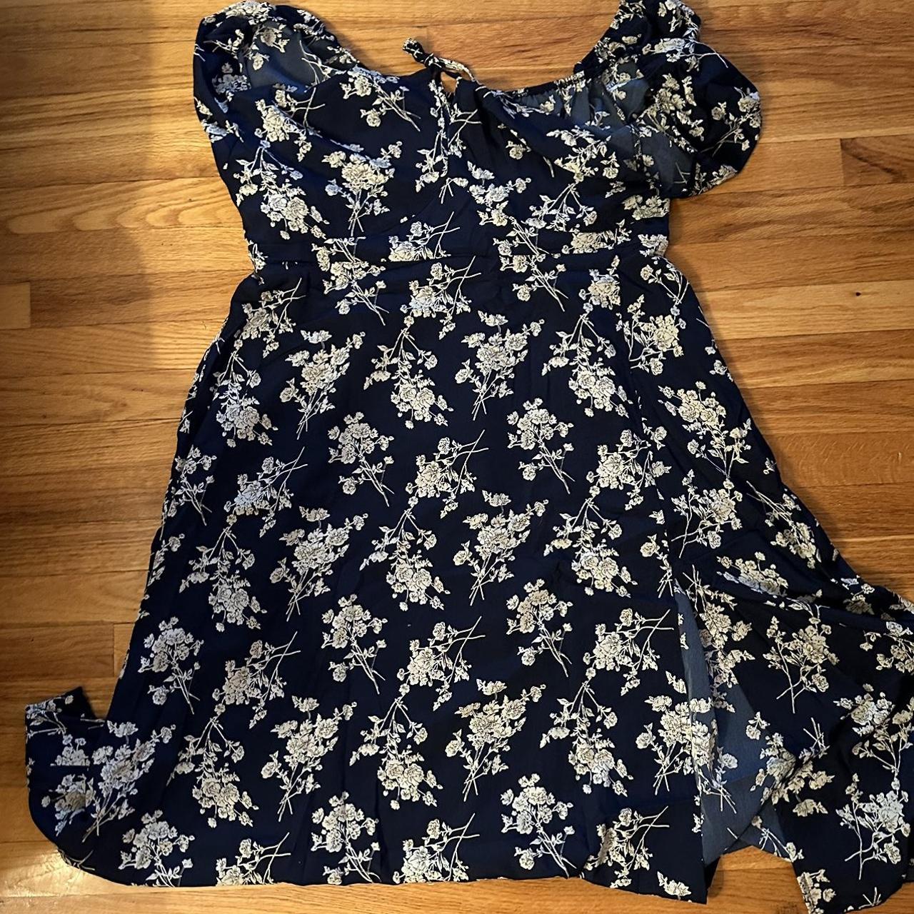 Navy blue summer dress, never worn. #shein #dress - Depop