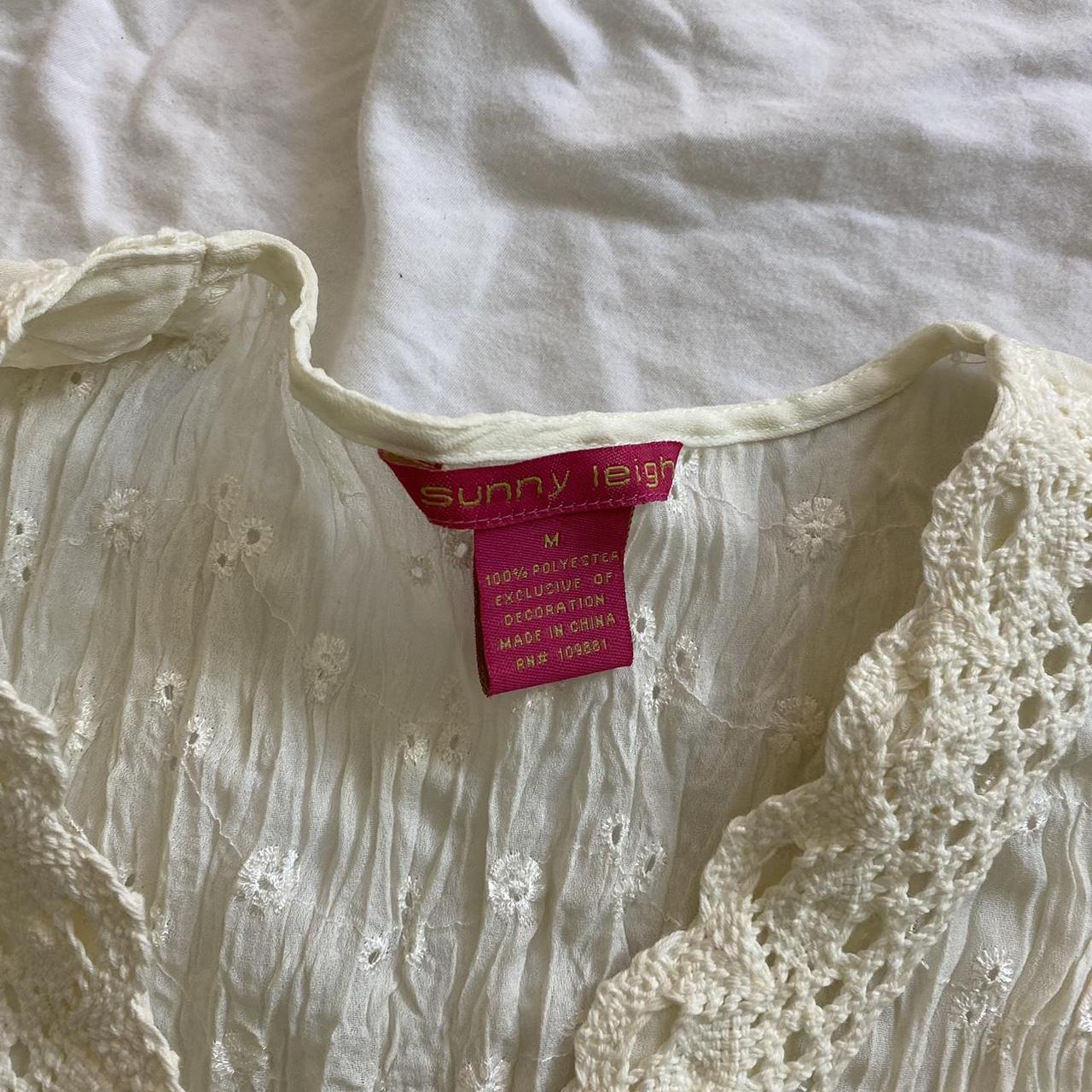 White cottagecore lace long sleeve blouse The... - Depop