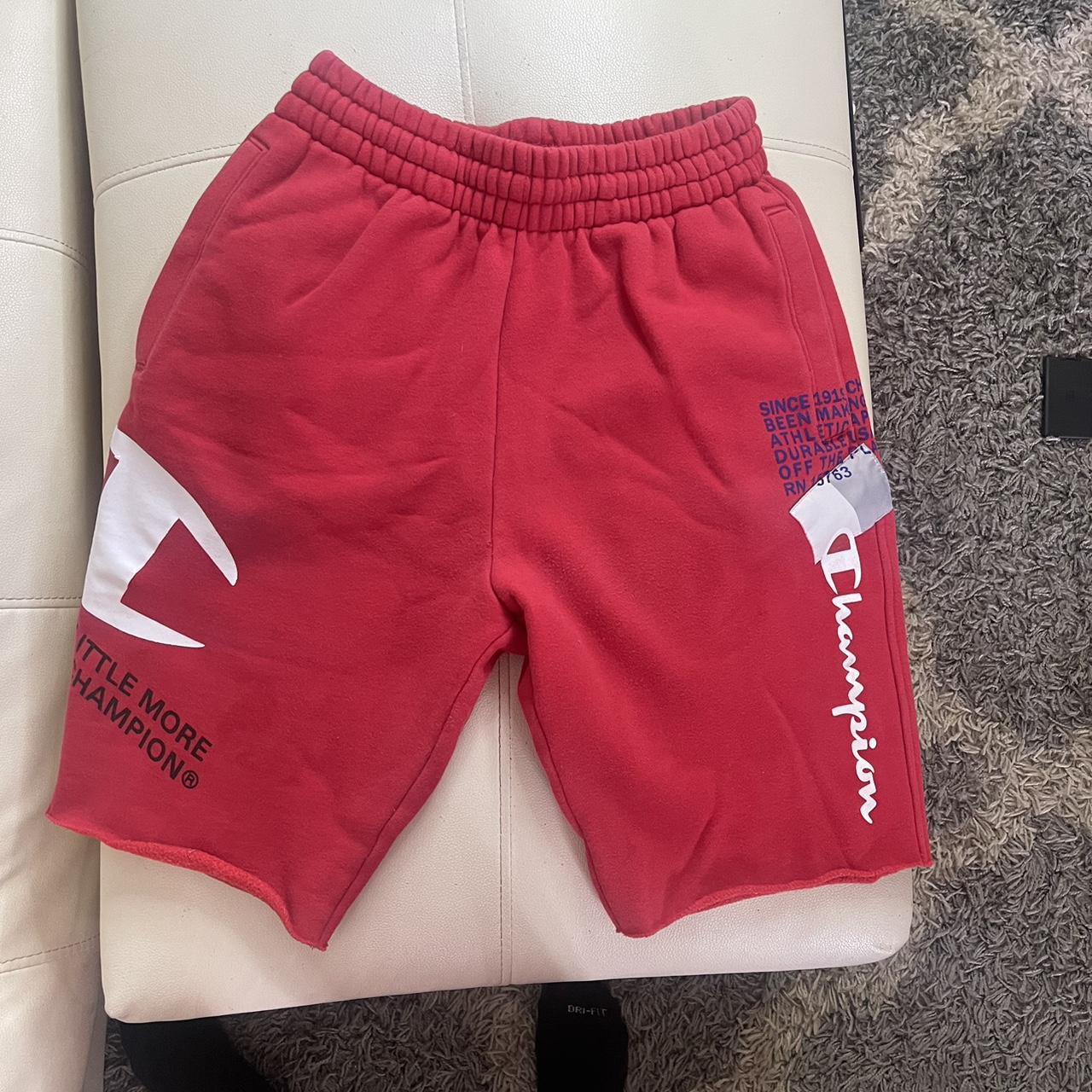 Red Champion Shorts Strings in the inside pockets... - Depop