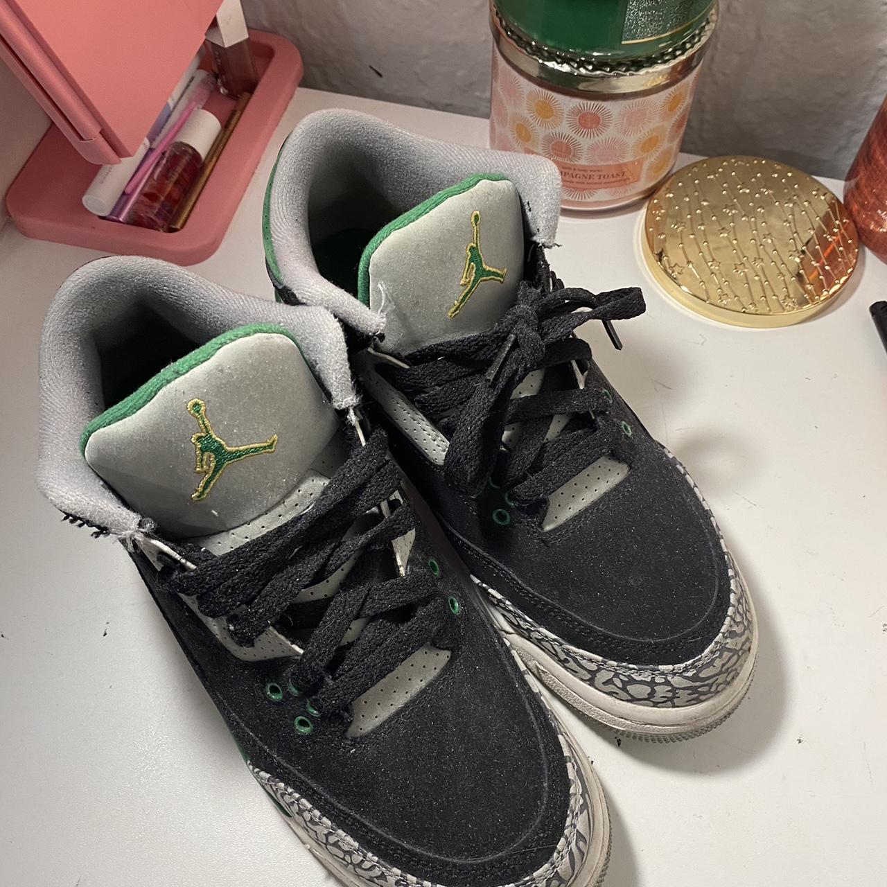 2021 pine green 3s in the size 7 youth. Currently... - Depop