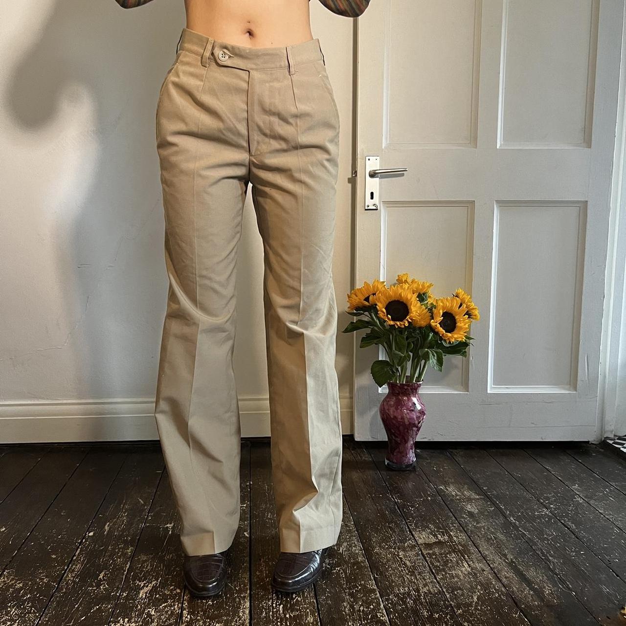 High Waisted Beige Trousers Smart Depop