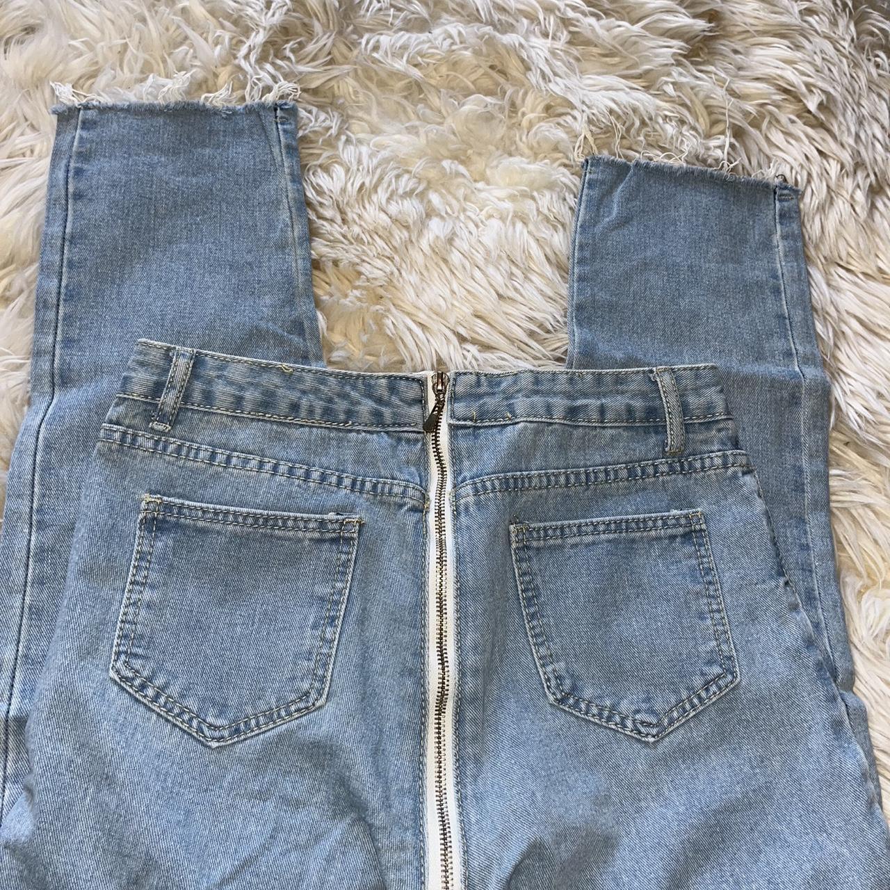 Blue denim back zipper jeans!! These are really cute... | Depop