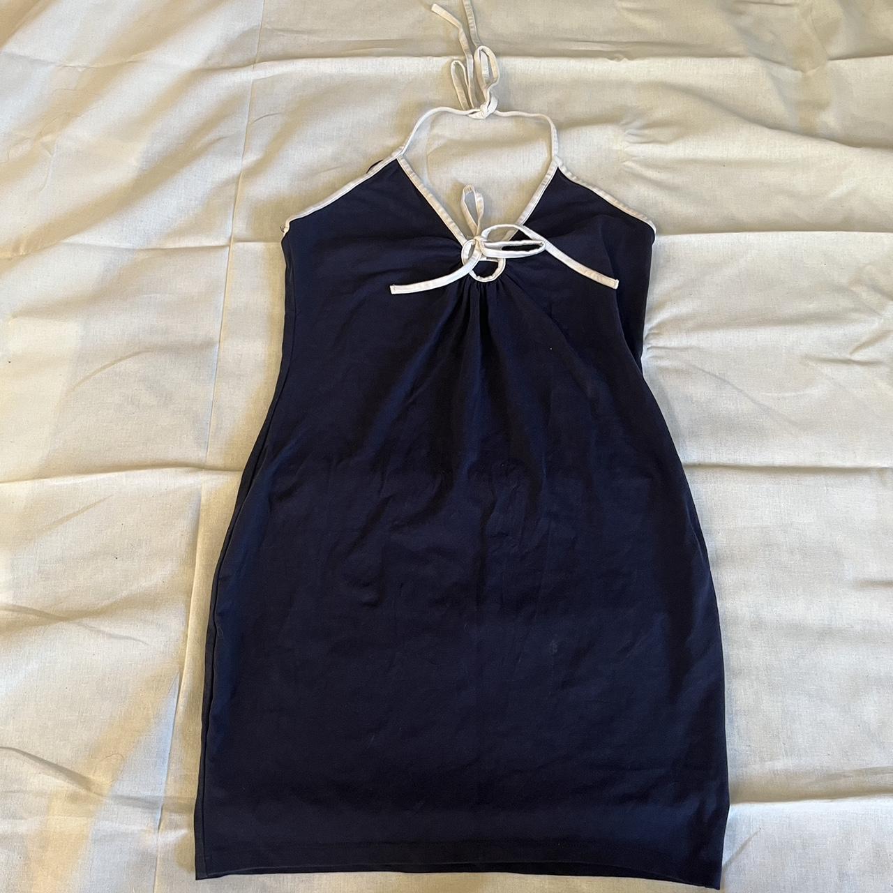 divided brand navy and white dress size... - Depop