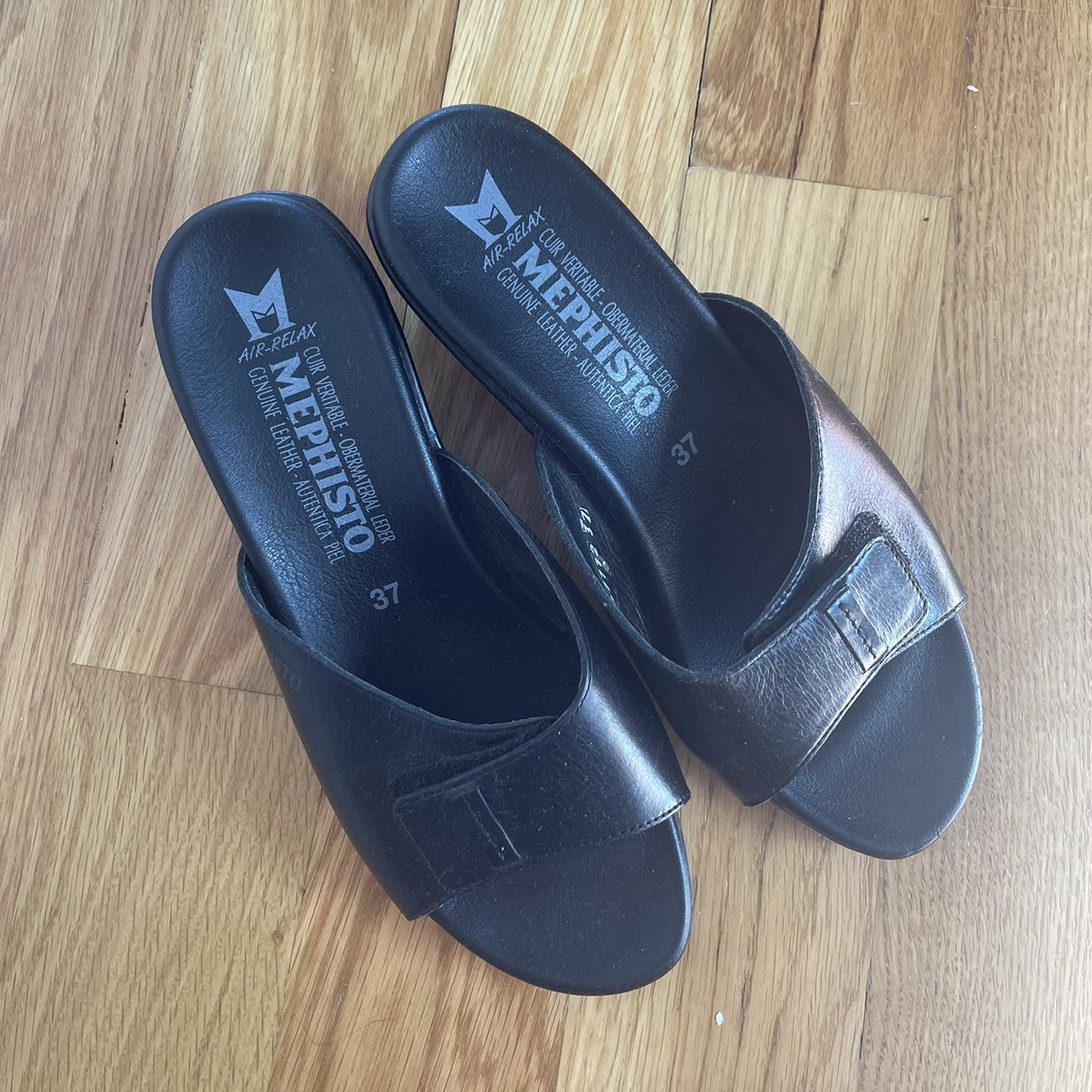 Size 37 Mephisto leather sandals with a slight heel.... - Depop