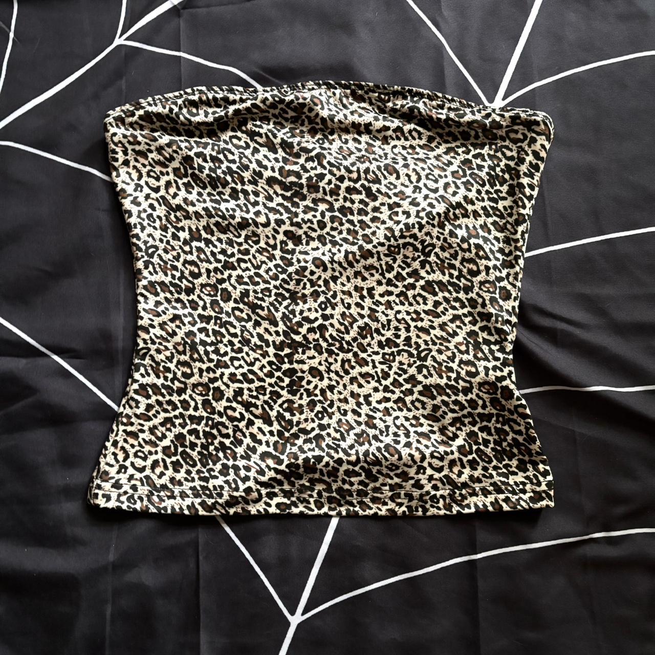 leopard print tube top ! women’s XS/S never... - Depop