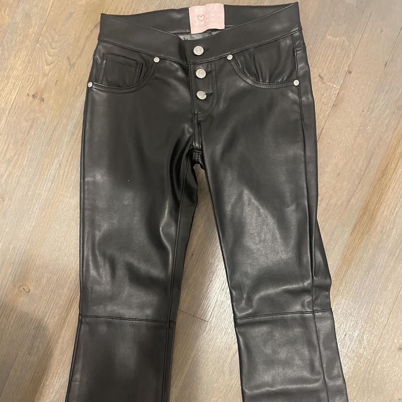 Cutest low rise leather pants💌 Never been worn!!!... - Depop