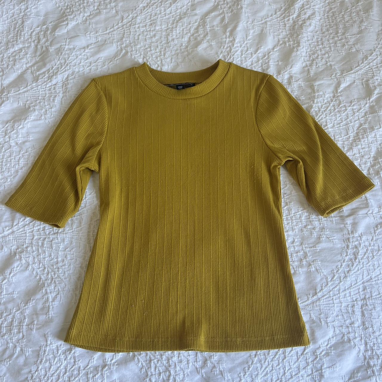 Mustard yellow ribbed top perfect length for tucking... - Depop