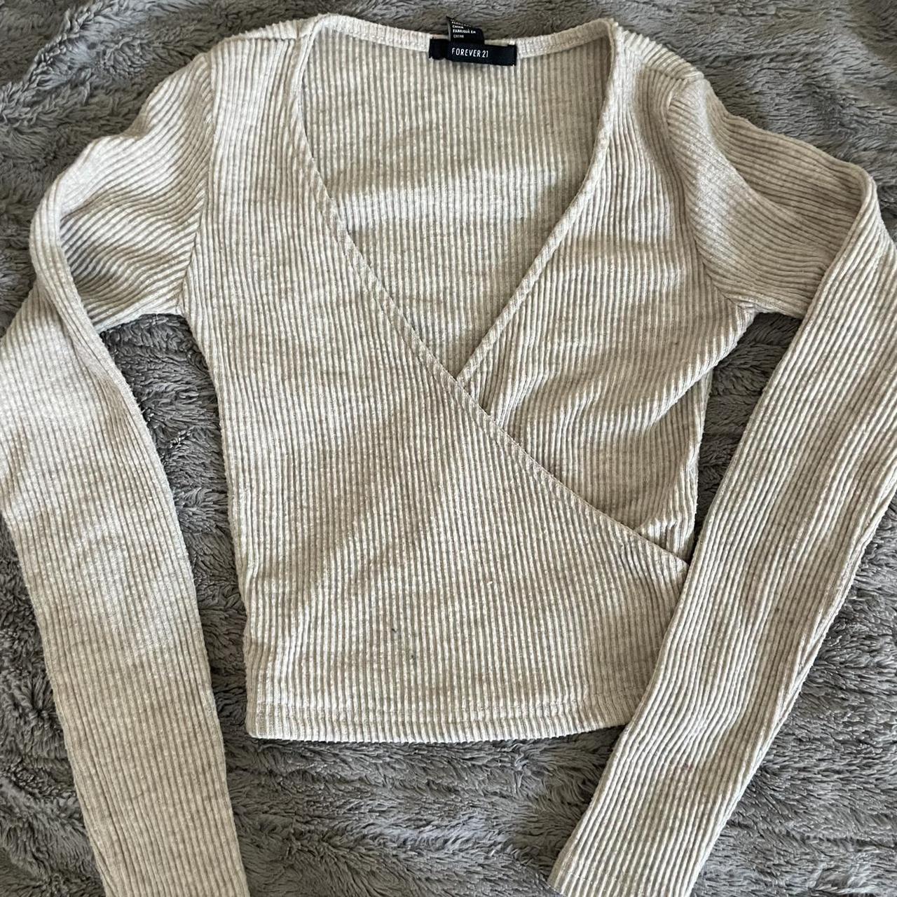Forever 21 Beige Wrap Crop Top Worn A Few Times Depop