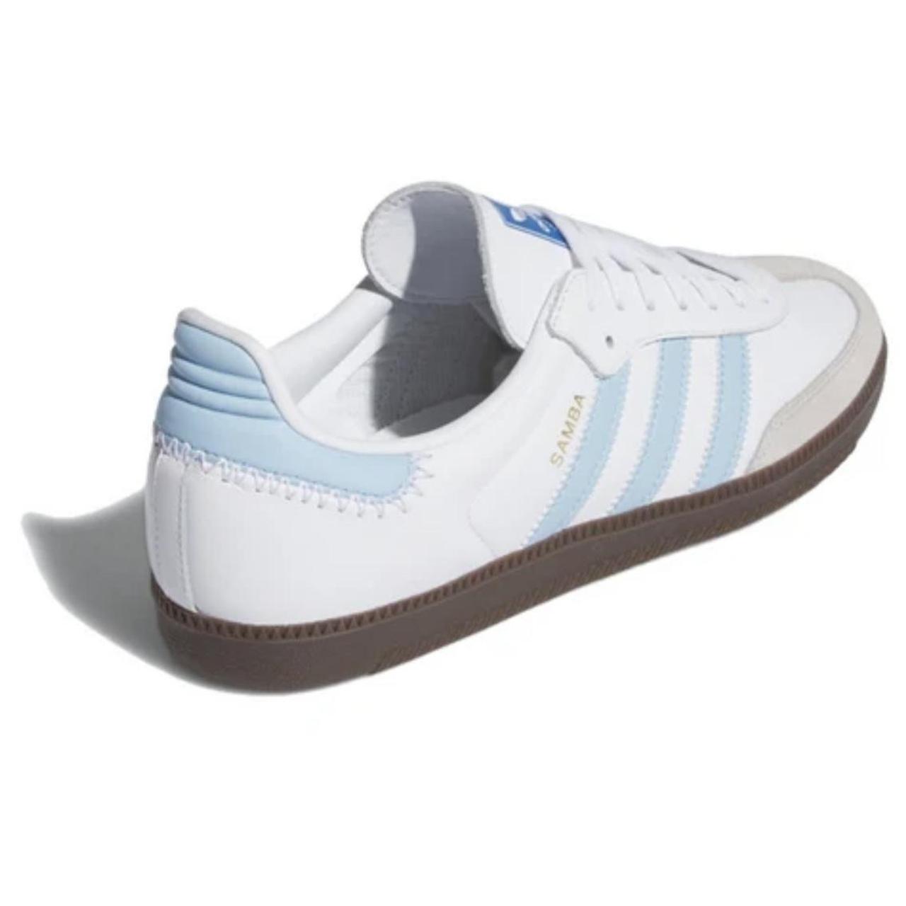 Grey and baby blue adidas Sambas! Men’s size 8.5.... - Depop