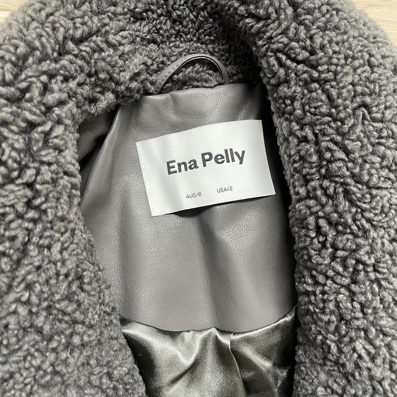 Ena pelly teddy coat in charcoal size 6 worn once - Depop