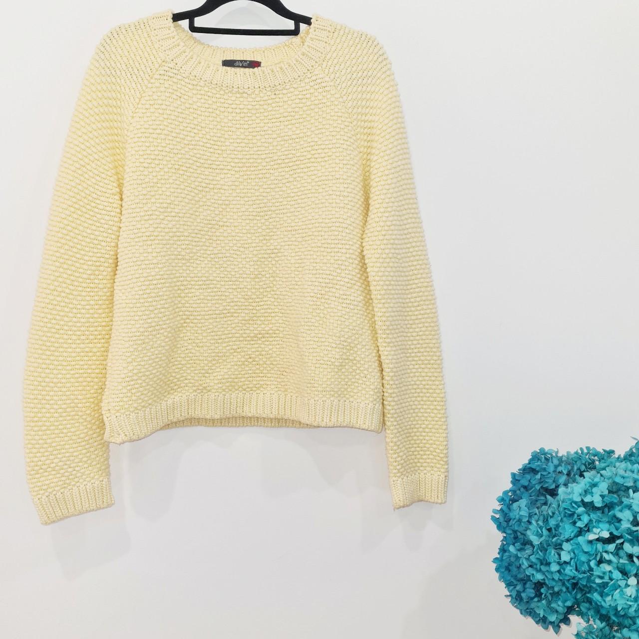 Lemon yellow knit sweater No size but similar to a... - Depop