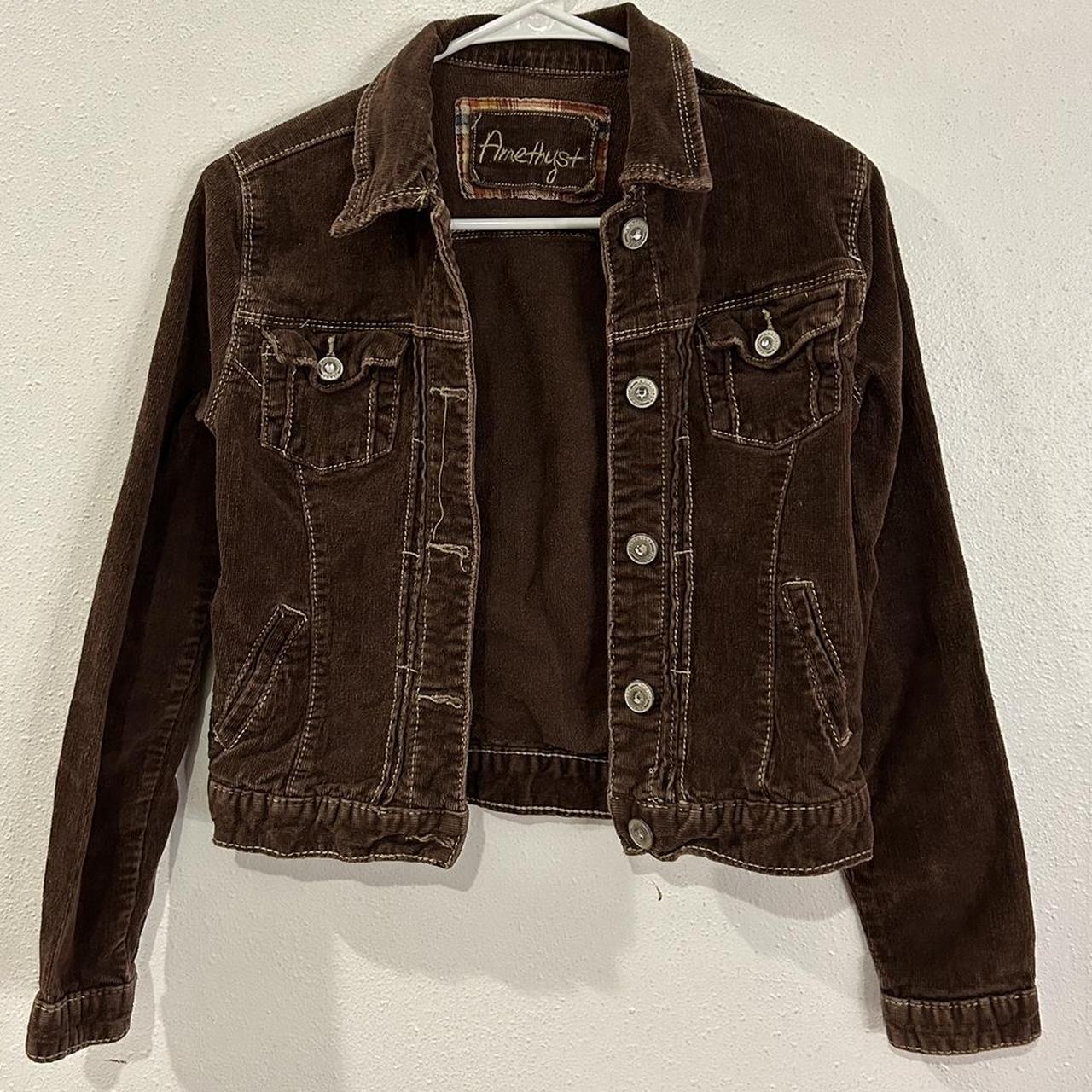 Brown button up jacket Amethyst tag Size xs/s - Depop