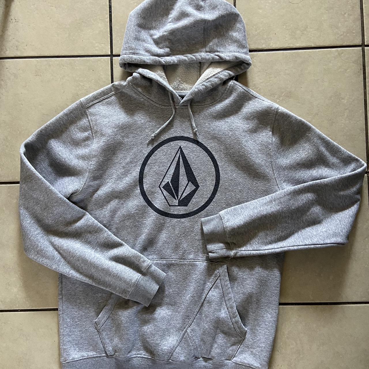 Grey Volcom Logo Hoodie - Size L #skater #surfer... - Depop